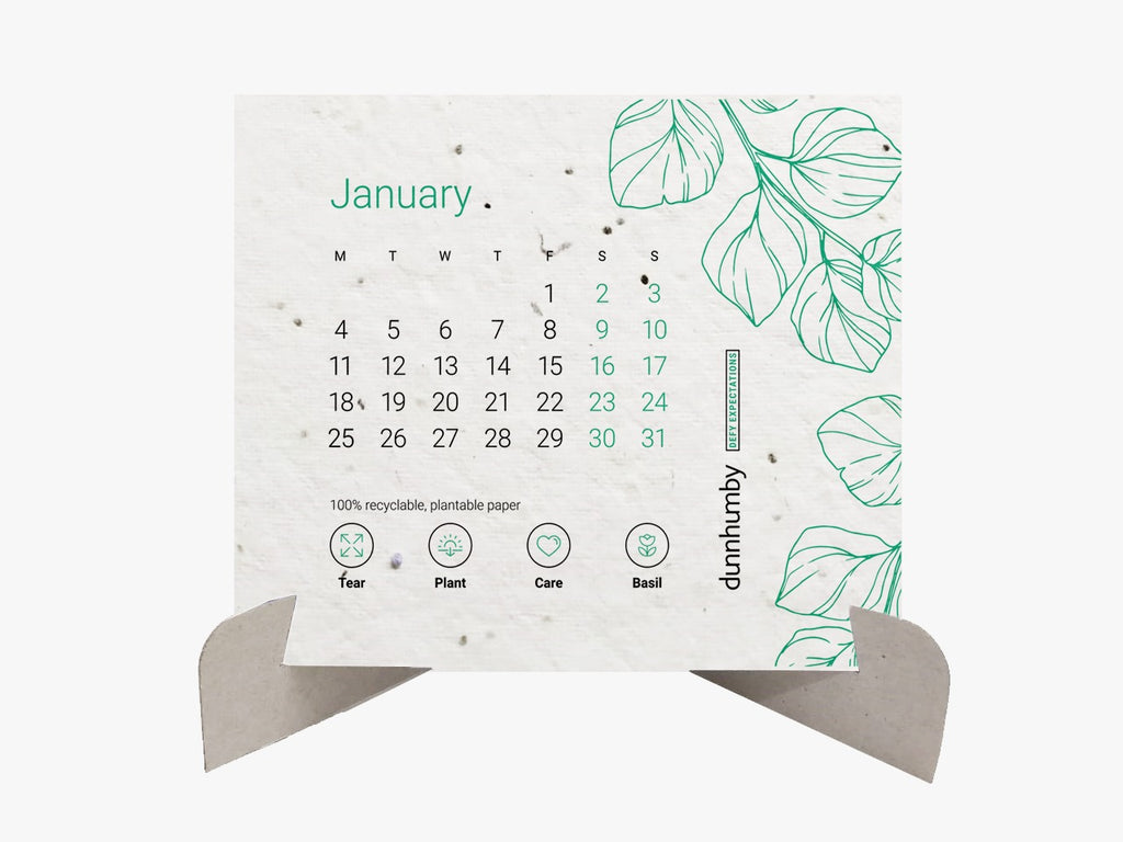 100 Recycled Paper Plantable Calendar With Paper Stand – Recycle.Green